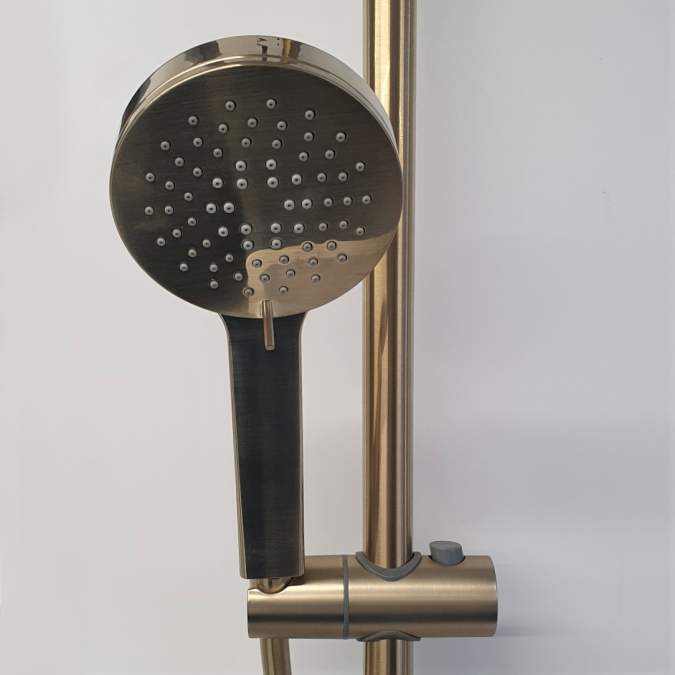 Spey Series 2 Brushed Brass Dual Head Thermostatic Shower Kit ...