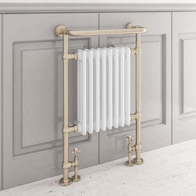 Eastbrook Isbourne Brushed Brass Traditional Towel Radiator - 41.0709 ...