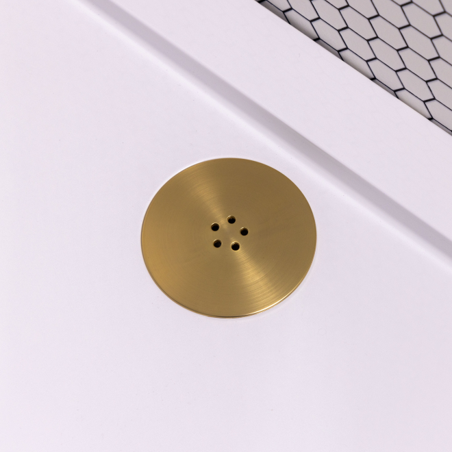 Brushed Brass 90mm Fast Flow Vented Shower Tray Waste Trap