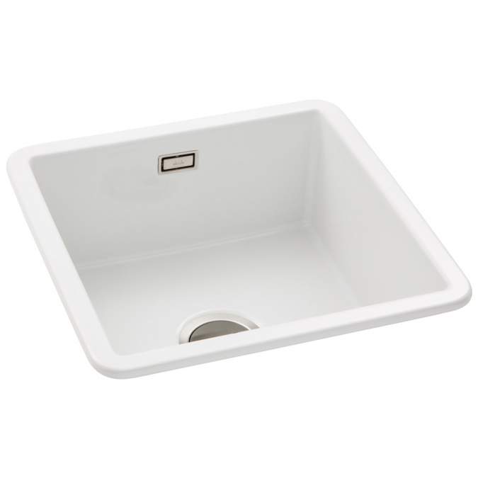 Abode Sandon 1 Bowl Ceramic Undermount / Inset Kitchen Sink - White
