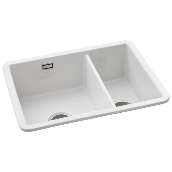 Abode Sandon 1.5 Bowl Ceramic Undermount / Inset Kitchen Sink - White