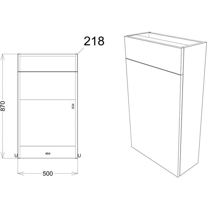 Abacot 500mm Slim WC Unit - Light Grey Gloss, RDBS2636
