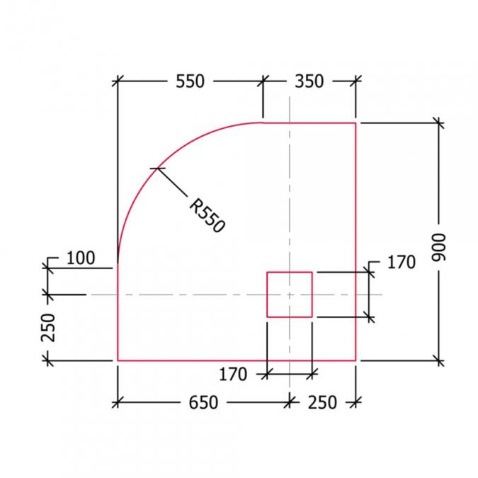 Abacus Level Access 550 Radius Quadrant Wet Room Tray - 900 x 900mm