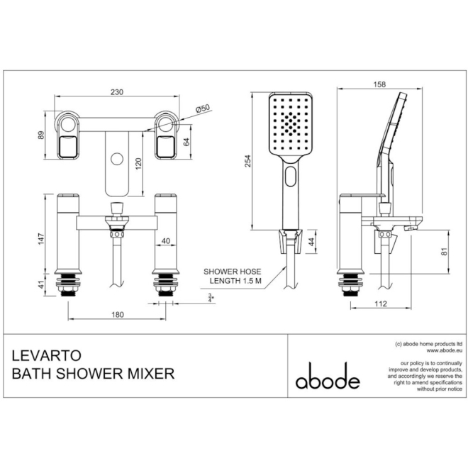 Abode Levarto Chrome Bath Shower Mixer