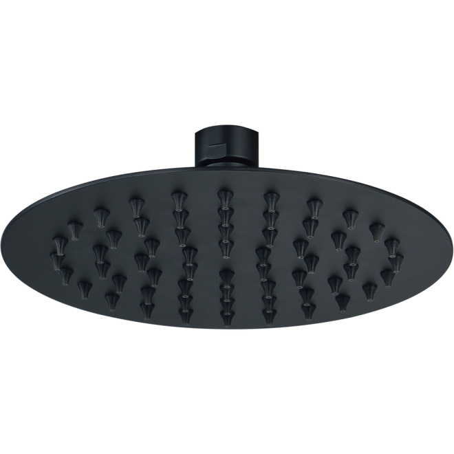 Alabio Round Matt Black Shower Valve with Slider Rail and Overhead Rain ...