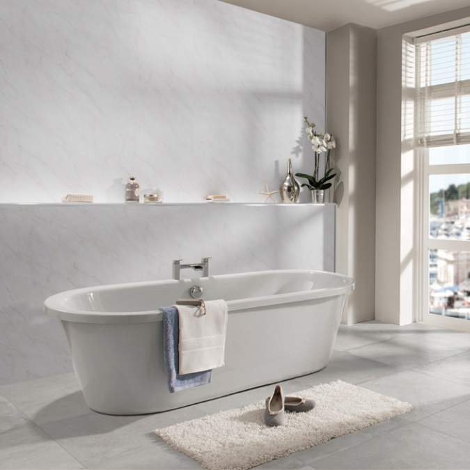 Showerwall Apollo Marble Panels, SW66 | Rubberduck Bathrooms