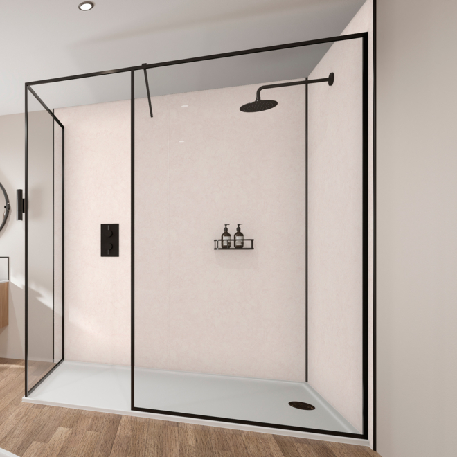 Wetwall Beige Eiger Shower Panel, Mermaid Collection