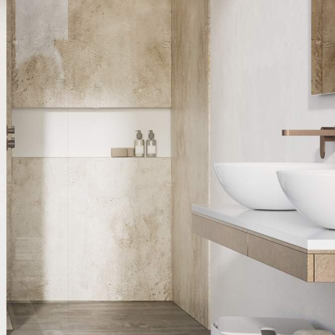 Beige Concrete M1 PVC Single Wetpanel Shower Board 1000 x 2400mm