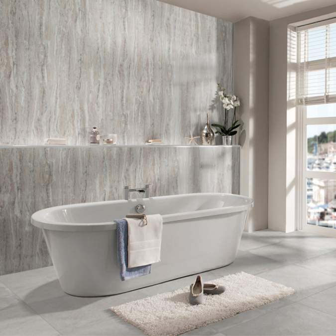 Showerwall Blue Toned Stone Panels, SW55 | Rubberduck Bathrooms