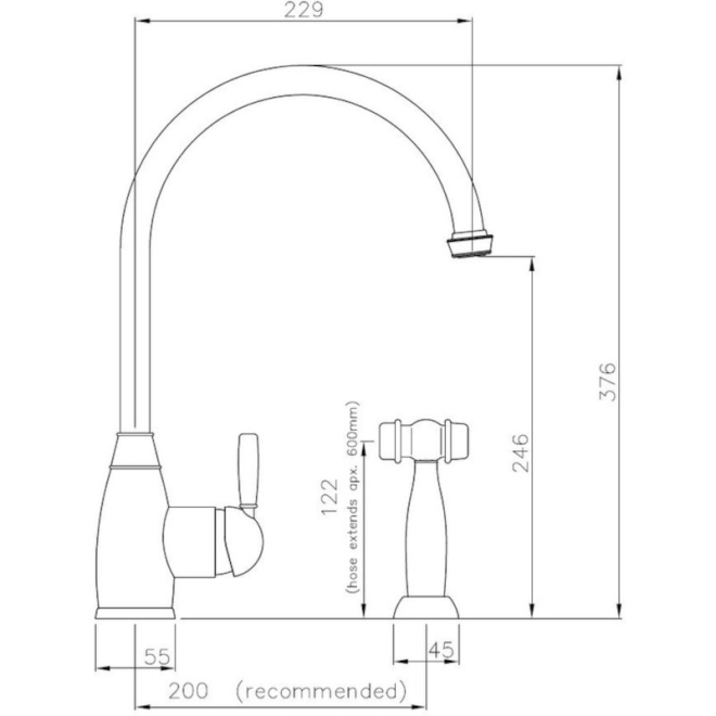 Abode Brompton Single Lever Chrome Kitchen Tap with Handspray