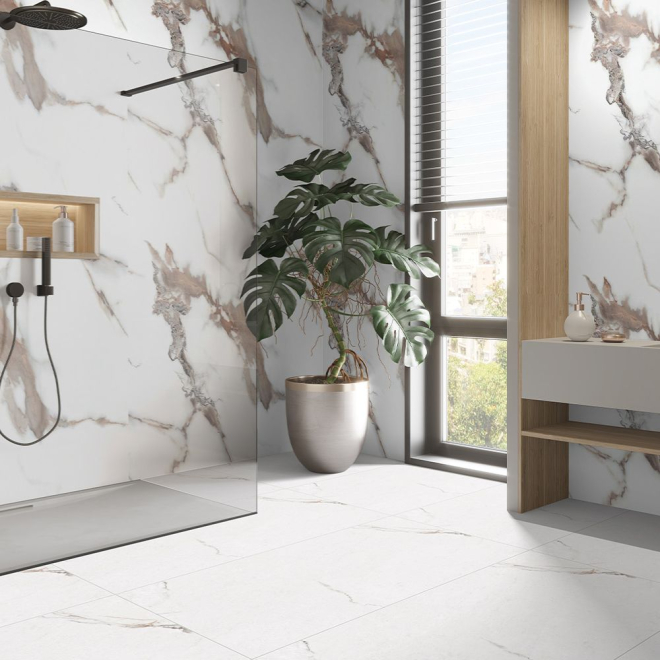 Megaboard Bronze Carrara Super Matt 1m Wide PVC Bathroom Shower Wall ...
