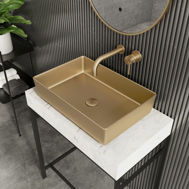Scudo Core Metal Brushed Brass Countertop Basin - CORE-BASIN-340-BBRASS