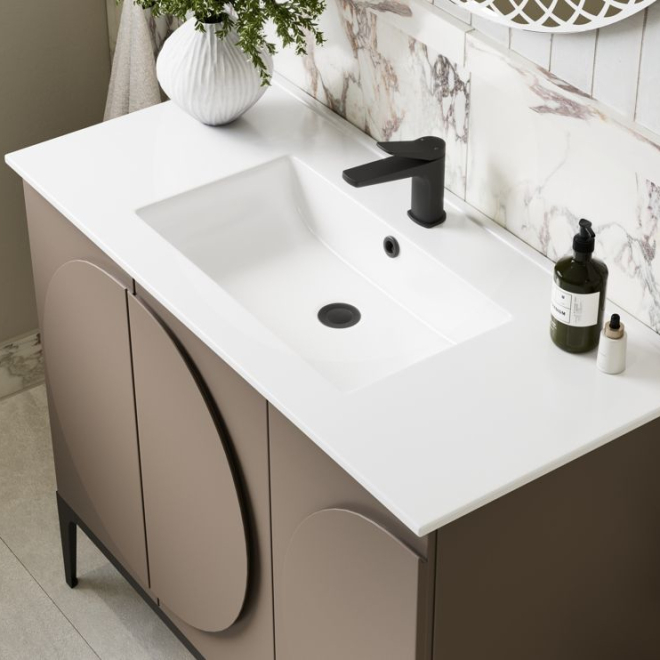 Challandais 1010mm Floor Standing Basin Unit & Basin - Matt Taupe