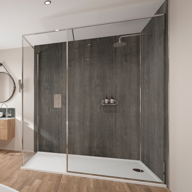 Mermaid Charred Elm Shower Panel, Mermaid Timeless Trade