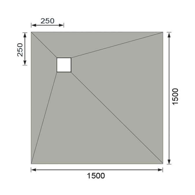 Abacus Tileable Shower Tray 1500 x 1500 Corner Drain, EMST-05-1520
