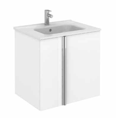 Royo Onix 600mm 2 Door Wall Unit & Slim Basin in Gloss White, F06605+F04813