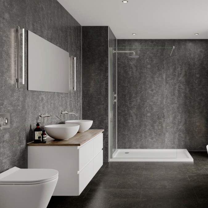 Multipanel Linda Barker Graphite Elements Shower Panels | Rubberduck ...