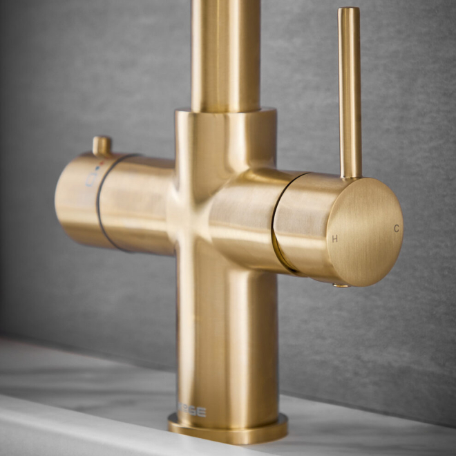 KoGE 4-in-1 Brushed Brass Pull Out Boiling water Kitchen Tap & Boiler ...