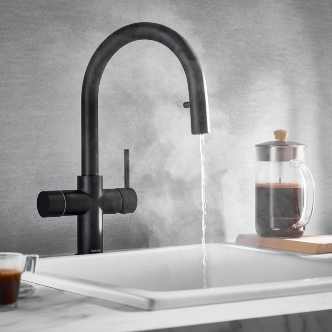 KoGE 4-in-1 Black Pull Out Boiling water Kitchen Tap & Boiler - HOT007
