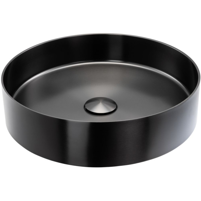 Abode Tableau Pebble Grey Shelf and Iox Round Basin Set with Matt Black ...