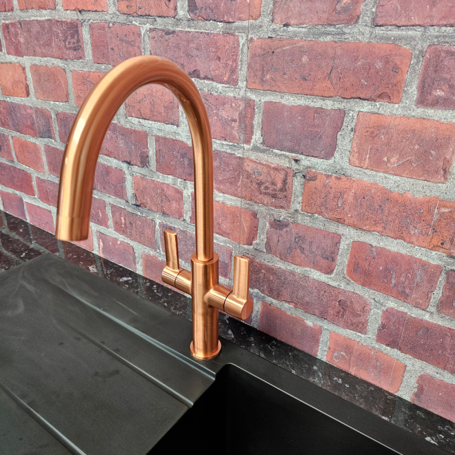 Jeroni Swan 2 Handle Copper Kitchen Mixer Tap, 922118