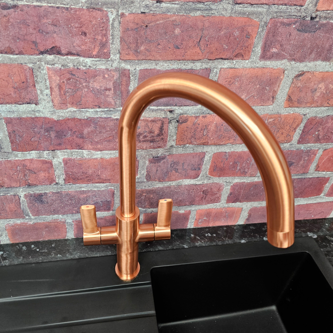 Jeroni Swan 2 Handle Copper Kitchen Mixer Tap, 922118