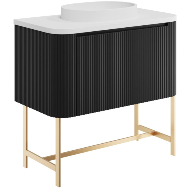 Scudo Linea Curve Black 900mm Wall Hung Basin Vanity Unit