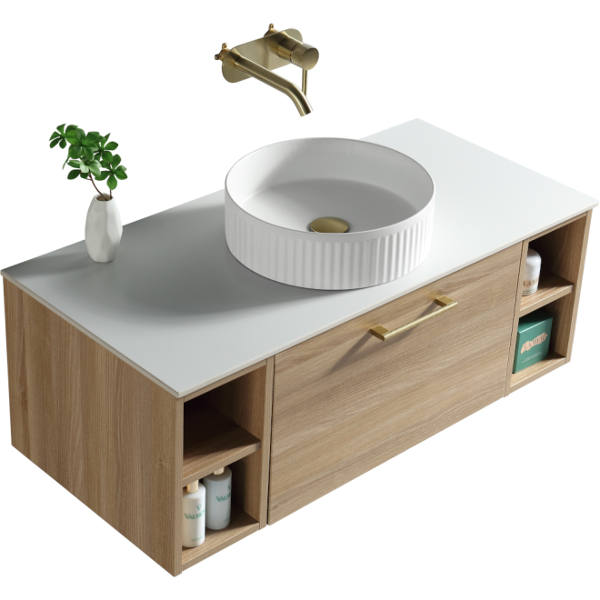 Piatta Country Oak 1400mm Wall Hung Vanity Unit - 4422
