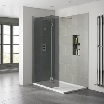Frontline Bathrooms Prestige2 1000mm Smoked Wetroom Shower Screen 10mm Glass, F00897