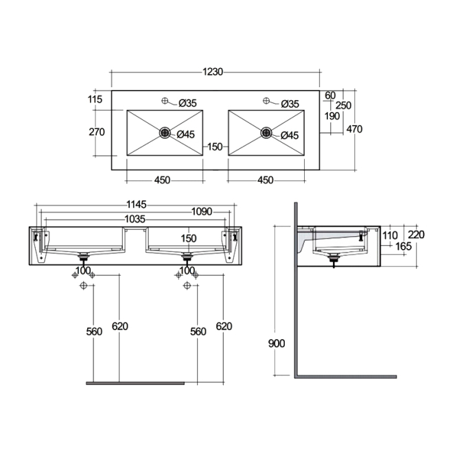 Precious Cool Grey 1230 Counter Wash Basin by RAK Ceramics, PRECT12347103