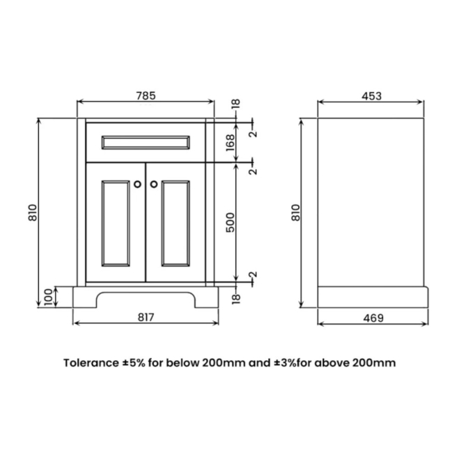 RAK Washington 600mm Traditional Vanity Unit in Black, RAKWBU80504