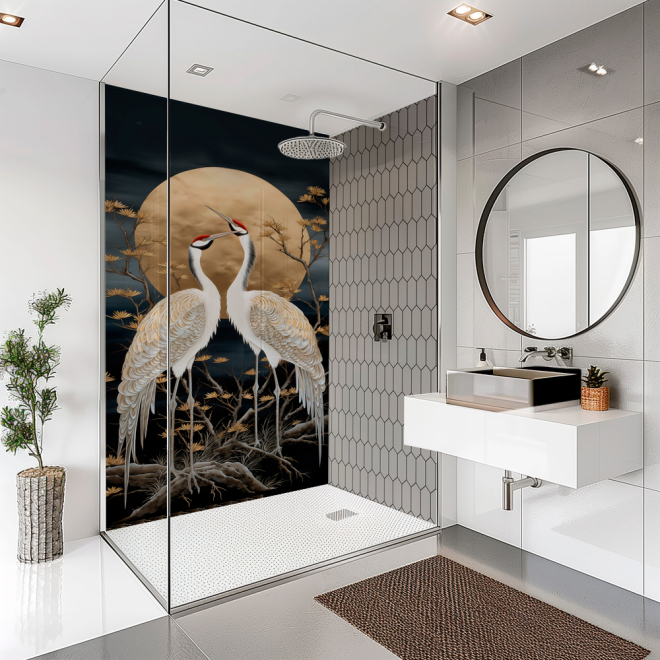 SplashBax Oriental Midnight Acrylic Shower Board - SBAX1003