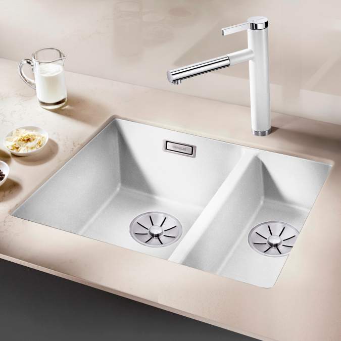 Blanco Subline 340/160 U Silgranit Kitchen Sink Left Hand - White