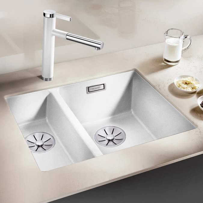 Blanco Subline 340/160 U Silgranit Kitchen Sink Right Hand - White