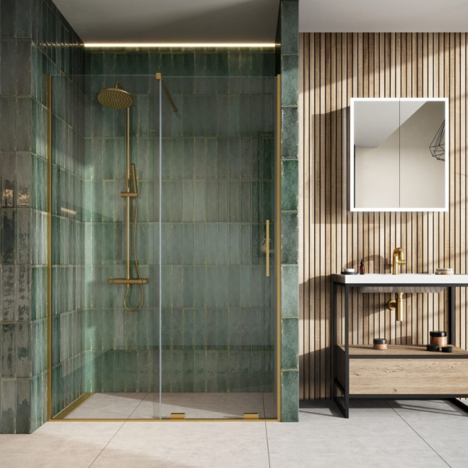 Scudo Momentum 1100mm Brushed Brass Sliding Shower Door, MO-DOOR-1100