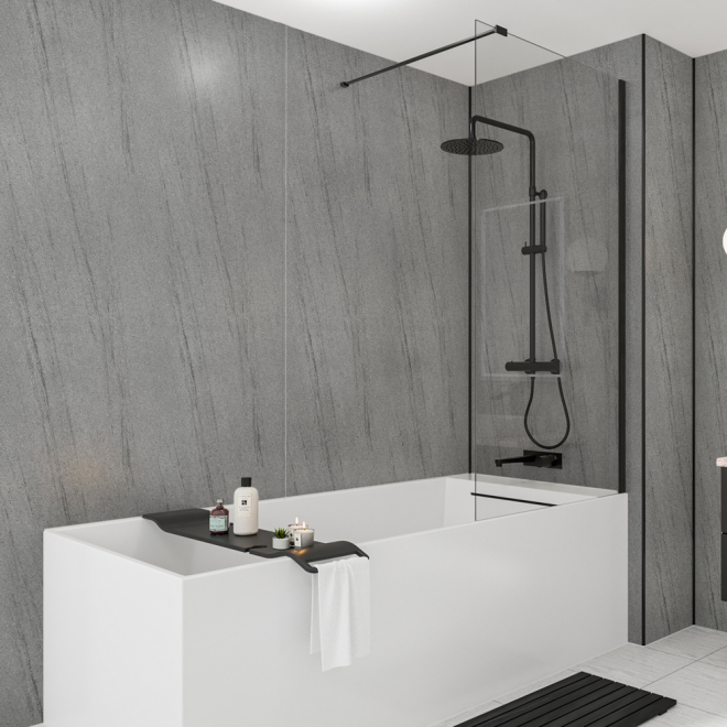 Wetwall Mermaid Collection Silver Granite Shower Panel, Mermaid Collection