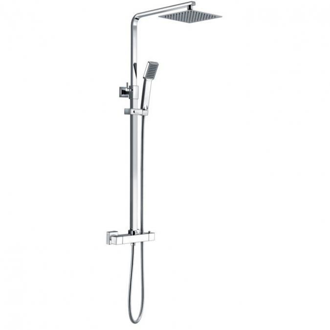 Crest Square Thermostatic Bar Mixer with Riser Kit - Chrome - RDBS105831