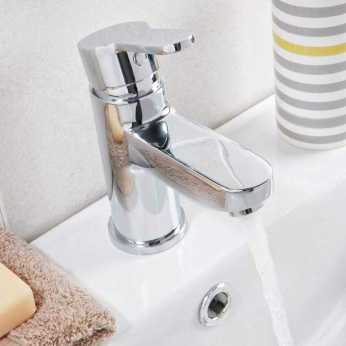 Scudo Favour Chrome Mono Basin Mixer Tap with Push Waste