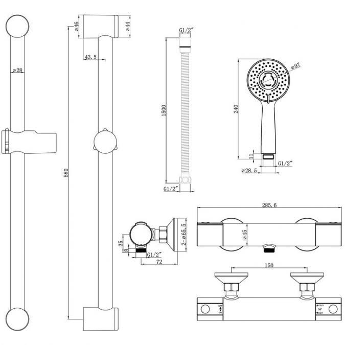 Termond Cool-Touch Thermostatic Bar Mixer Shower - RDBS105587