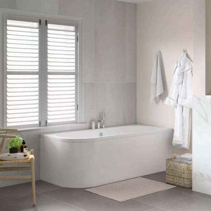 Tissino Angelo 1600 x 700mm Premium Reinforced Double Ended J Bath | TAN-305 / TAN-306