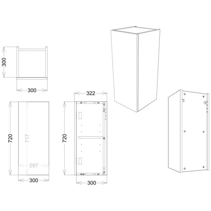 Venetian 300mm Matt Indigo Blue Base Unit - RDBS105431