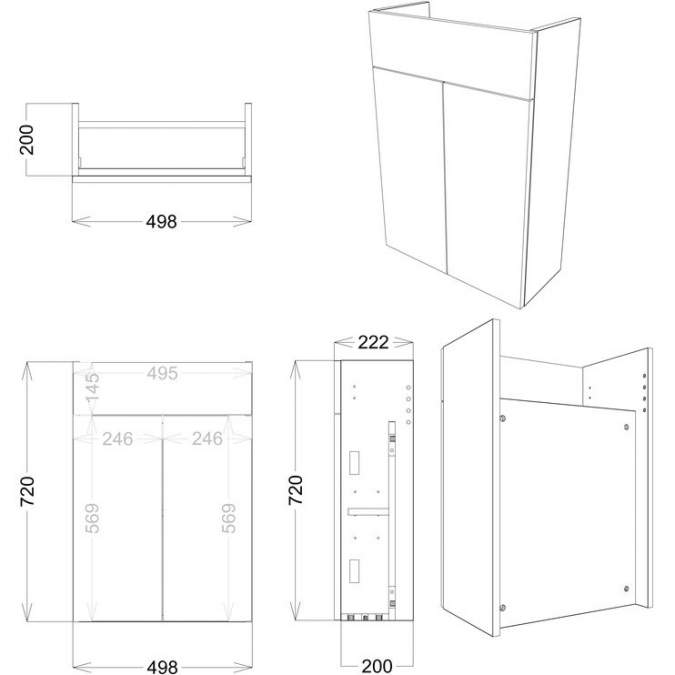 Venetian 500mm Slim Basin Unit - Matt Indigo Blue, RDBS105443