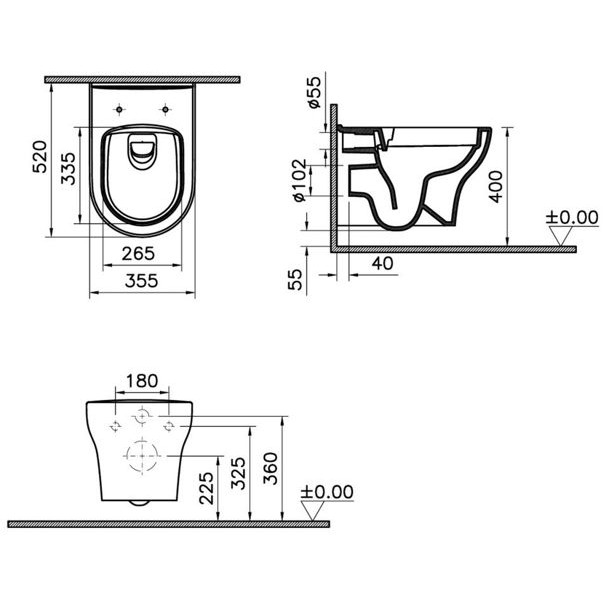 VitrA Zentrum SmoothFlush Wall Hung Toilet