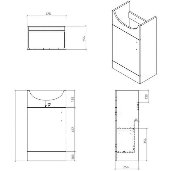 Watervale 450mm White Gloss Cloakroom Vanity Unit