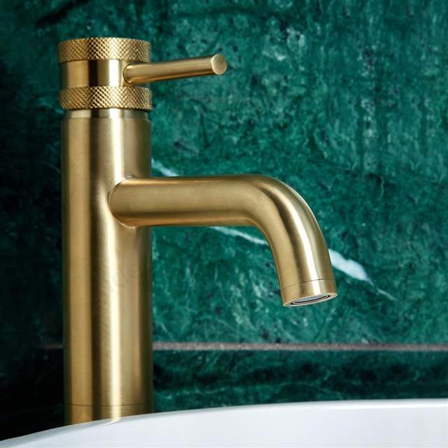 Scudo Core Brushed Brass Bathroom Basin Mixer Tap, NU-003