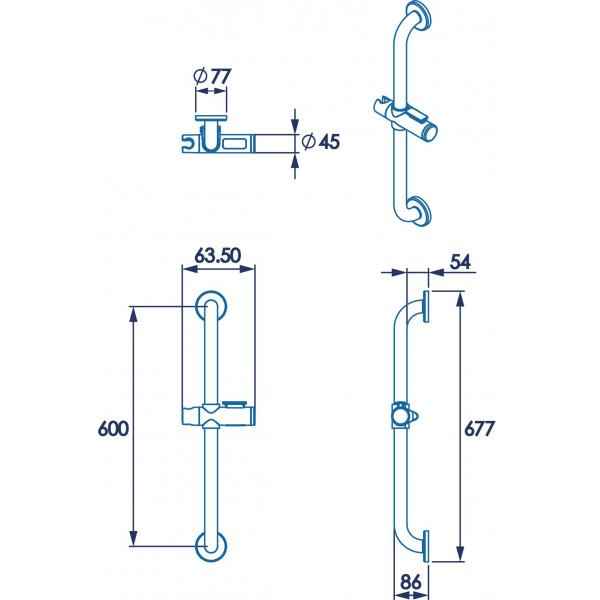 Shower Head, Riser Rail And Grab Combo Kit - Croydex AP600241