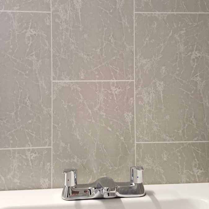 Neptune 250 - Grey Grout Line Tile - Tile Effect PVC Plastic Wall ...