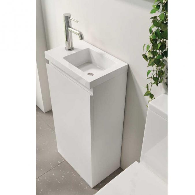 Halite 400mm White Gloss Waterproof Vanity Unit with Basin | 237HFT400-W