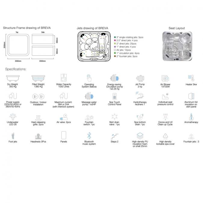 Breva 5 Seater Indoor / Outdoor Hot Tub Spa by Jaquar - Free UK ...