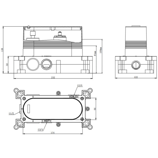 Scudo Universal Single Outlet Concealed Valve Body